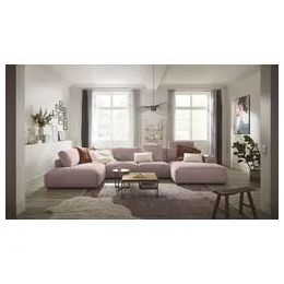 Wohnlandschaft Gallery M BRANDED BY MUSTERRING "Lucia U-Form" Sofas Gr. B/H/T: 434cm x 81cm x 204cm, Cord, Ottomane links, rosa Verschiedene Farben, Cord-Bezug, Gesamtbreite 434 cm