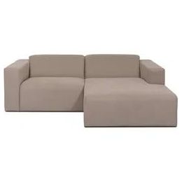 Ecksofa Inosign "Kelani" Sofas Gr. B/H/T: 222cm x 73cm x 154cm, Webstoff fein, Recamiere rechts, beige (cream) mit dekorativer Knopfsteppung an den Armlehnen