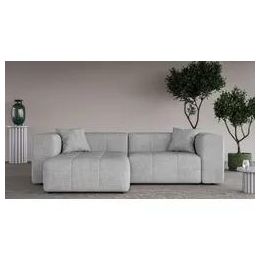 Ecksofa Home Affaire "ERIZ auch in Bouclé L-Form" Sofas Gr. B/H/T: 278cm x 70cm x 176cm, Bouclé, Ottomane links, grau (hellgrau) moderne Steppung, incl. 2 Zierkissen, BTH: 27817670 cm