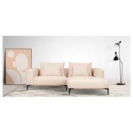 Guido Maria Kretschmer Home & Living Ecksofa GUIDO MARIA KRETSCHMER HOME & LIVING "BENTE L-Form" Sofas Gr. B/H/T: 233cm x 85cm x 172cm, Velours, Recamiere rechts, beige (creme) wahlweise Recamiere links oder rechts, mit schwarzen Metallfüßen