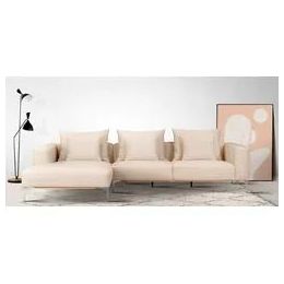 Guido Maria Kretschmer Home & Living Ecksofa GUIDO MARIA KRETSCHMER HOME & LIVING "JANTE L-Form" Sofas Gr. B/H/T: 332cm x 85cm x 175cm, Velours, Recamiere links, beige (creme) wahlweise Recamiere links oder rechts, mit Chromfüßen