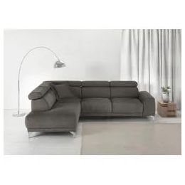 Ecksofa 3C Candy "Greve L-Form" Sofas Gr. B/H/T: 249cm x 79cm x 209cm, Struktur, Ottomane links, mit Sitzvorzug motorisch im 2-Sitzer, schwarz wahlweise mit motorischem Sitzvorzug, manuelle Kopfteilverstellung