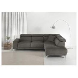 Ecksofa 3C Candy "Greve L-Form" Sofas Gr. B/H/T: 249cm x 79cm x 209cm, Struktur, Ottomane rechts, mit Sitzvorzug motorisch im 2-Sitzer, schwarz wahlweise mit motorischem Sitzvorzug, manuelle Kopfteilverstellung