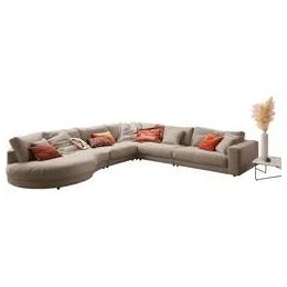 Ecksofa 3C Candy "Enisa II, bequem und komfortabel, Mega Familiensofa, L-Form", beige (sand), B:395cm H:86cm T:225cm, 100% Polyester, Sofas, incl. 3 Flatterkissen, wahlweise mit Flecken-Schutz-Bezug Easy care