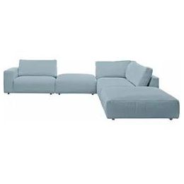 Ecksofa Gallery M BRANDED BY MUSTERRING "LUCIA L-Form" Sofas Gr. B/H/T: 340cm x 81cm x 346cm, Flachgewebe FLORIS, Recamiere links, Standardnaht-Zweinadelnaht, blau (light floris) in vielen Qualitäten und 4 verschieden Nähten