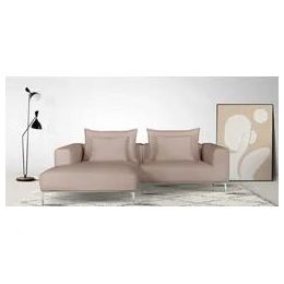 Guido Maria Kretschmer Home & Living Ecksofa GUIDO MARIA KRETSCHMER HOME & LIVING "JANTE L-Form" Sofas Gr. B/H/T: 233cm x 85cm x 172cm, Bouclé, Recamiere links, rosa wahlweise Recamiere links oder rechts, mit Chromfüßen