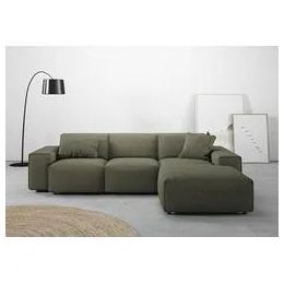 Ecksofa Andas "Glimminge L-Form auch in Breitcord, Feincord + Easy care-Bezug" Sofas Gr. B/H/T: 264cm x 71cm x 191cm, Bouclé, Ottomane rechts, grün Breite 264, Zierkissen