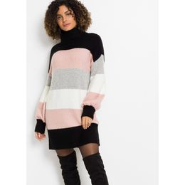 bonprix Long-Pullover, schwarz, Gr.36/38 (S), Gem&uuml;tlicher Long-Pullover mit Streifen und Rollkragen