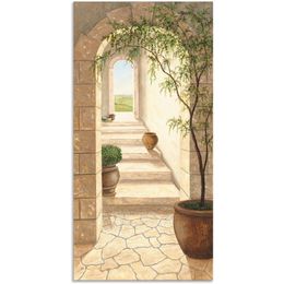 Wandbild Artland "Toskanischer Durchgang" Bilder Gr. B/H: 75 cm x 150 cm, Alu-Dibond-Druck Fenster & Türen, 1 St., beige (naturfarben) Kunstdrucke