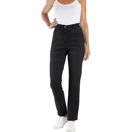 Damen High-waist-Jeans mit innenliegendem Dehnbund black denim, Gr&ouml;&szlig;e 38
