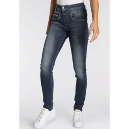 Slim-fit-Jeans Herrlicher "SHARP SLIM REUSED DENIM" Gr. 25, Länge 30, blau (clean 051) Damen Jeans Röhrenjeans