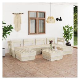 furnicato Garten-Essgruppe 7-tlg. Garten-Paletten-Lounge-Set Imprägniertes Fichtenholz