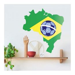 K&L WALL ART K&L Wall Art Wandtattoo Brasilien Landkarte WM 2014 Fußball Klebebilder Wohnzimmer modern