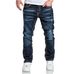 Amaci&Sons Amaci&Sons Stretch-Jeans ANCHORAGE Jeans Destroyed Regular Slim Herren Dicke Nähte Destroyed Regular Slim Denim Hose Fit