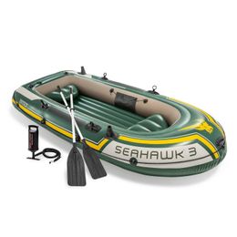 Intex Schlauchboot Intex Boot Seahawk 3 Schlauchboot Angelboot Paddel Pumpe Boot-Set
