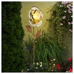 2er Set LED Solar Steck Leuchten Blumen Design Garten Erdspieß Terrassen Deko Lampen rost grün silber
