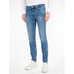 Calvin Klein Jeans Tapered-fit-Jeans SLIM TAPER mit Leder-Badge, blau
