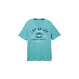 Tom Tailor Herren Plus - T-Shirt mit Logo Print, blau, Logo Print, Gr. 4XL