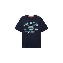 Tom Tailor Herren Plus - T-Shirt mit Logo Print, blau, Logo Print, Gr. 4XL