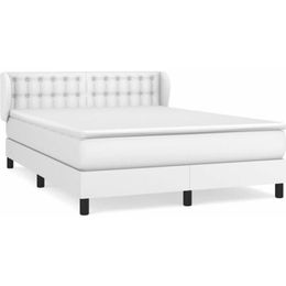 Boxspringbett mit Matratze,Schlafzimmerbett,Polsterbett,Hotellbett Weiß 140x200 cm Kunstleder DXJT233326 Maisonchic