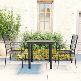 Bonnevie - 3-tlg. Gartenmöbel Set Sitzgruppe Garten mit Tisch und Stühlen - Schwarz Glas und Stahl BV656510
