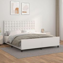 Bettgestell,Schlafzimmerbett mit Kopfteil Weiß 180x200 cm Kunstleder vidaXL