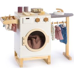 Musterkind® Kinder-Haushaltsset Wasch- und Bügelcenter Rumex, aus Holz, grau|weiß