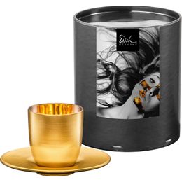 Eisch Espressoglas COSMO COLLECT, 100 ml, Made in Germany, Kristallglas, m. Untertasse, in Handarbeit mit glänzendem und mattem Gold veredelt, goldfarben