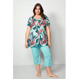 TruYou Pyjama Schlafanzug Zweiteiler bedrucktes Shirt 3/4-Hose