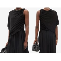 Totême TOTEME Midikleid TOTÊME Womens Black Asymmetric Jersey Maxi Dress Long Scandinavian Kle