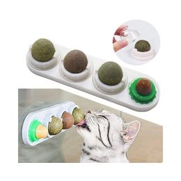 yozhiqu Katzen-Futterspender Katze Süßigkeiten lecken Spin Mint Ball klebriges Katzenspielzeug