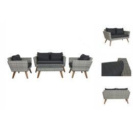 DKD Home Decor Garten-Essgruppe Tisch mit 3 Sesseln Sitzgruppe Schwarz Synthetischer Rattan Stahl 137