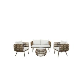 DKD Home Decor Garten-Essgruppe Tisch mit 3 Sesseln DKD Home Decor Synthetischer Rattan Aluminium 144