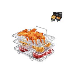 yozhiqu Grillplatte Edelstahl Mehrschicht-Luftfritteuse Lebensmittel Dehydrator Halter (1-St)