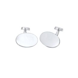Kuzzoi Manschettenknöpfe Oval Plättchen Poliert Elegant 925 Silber