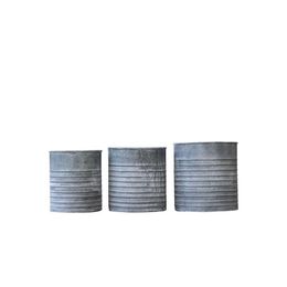 Chic Antique 3er Set Blumentopf mit horizontalen Rillen, Set: H19,5-22 x Ø17-21 cm, grau