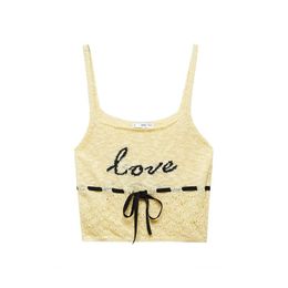 Mango Knitted Top 'LOVE' female Yellow size L
