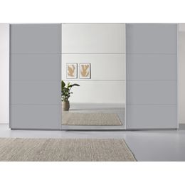 Schwebetürenschrank Rauch "Kleiderschrank Schrank Garderobe TOPSELLER OTELI inkl. Inneneinteilung" Schränke Gr. B/H/T: 360 cm x 229 cm x 62 cm, grau (seidengrau) mit 3 Innenschubladen sowie zusätzlichen Einlegeböden MADE IN GERMANY