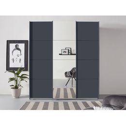 Schwebetürenschrank Rauch "Kleiderschrank Schrank Garderobe TOPSELLER OTELI inkl. Inneneinteilung" Schränke Gr. B/H/T: 203 cm x 229 cm x 62 cm, grau (graumetallic) mit 3 Innenschubladen sowie zusätzlichen Einlegeböden MADE IN GERMANY