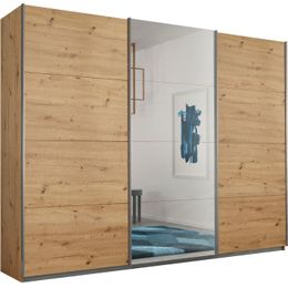 Schwebetürenschrank Rauch "Kleiderschrank Schrank Garderobe CORTONA inkl. Inneneinteilung" Schränke Gr. B/H/T: 271 cm x 210 cm x 62 cm, 3 St., braun (eichefarben artisan) 2 Stoffboxen und zusätzlichen Einlegeböden MADE IN GERMANY