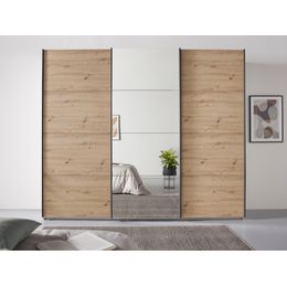 Schwebetürenschrank Rauch "Kleiderschrank Schrank Garderobe TOPSELLER OTELI inkl. Inneneinteilung" Schränke Gr. B/H/T: 271 cm x 229 cm x 62 cm, braun (eiche artisan) mit 3 Innenschubladen sowie zusätzlichen Einlegeböden MADE IN GERMANY