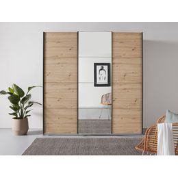 Schwebetürenschrank Rauch "Kleiderschrank Schrank Garderobe TOPSELLER OTELI inkl. Inneneinteilung" Schränke Gr. B/H/T: 203 cm x 210 cm x 62 cm, braun (eiche artisan) mit 3 Innenschubladen sowie zusätzlichen Einlegeböden MADE IN GERMANY