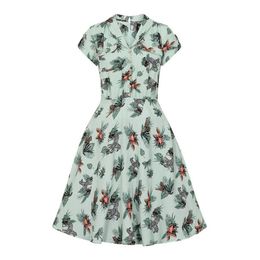 Hell Bunny A-Linien-Kleid Sofia Retro Vintage Swingkleid Rockabilly Palmen Tropisches Muster Relaxed Fit