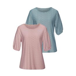 T-Shirt Vivance Gr. 40/42, bunt (rose, mint) Damen Shirts Jersey