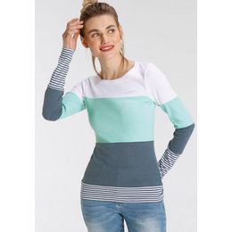 Kangaroos Longsleeve im trendingen Colourblocking-Mix, blau|weiß