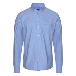 Fynch-Hatton Langarmhemd mit Button-Down-Kragen, blau