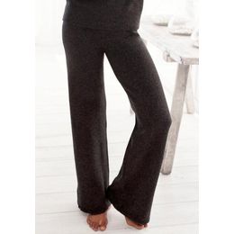 Lascana Strickhose -Loungehose mit Rippbündchen, Loungewear, grau