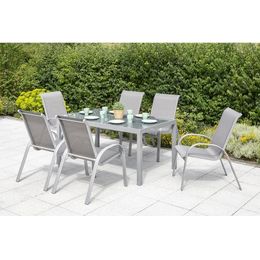 Merxx Amalfi Set 7tlg 6 Sessel diamantbraun Tisch 150x90cm