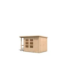 KARIBU HOLZTECHNIK GMBH GH Multi PD natur 303x187x218 mit Schrank und Anbaudach