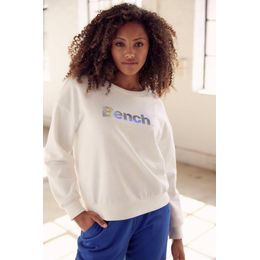 Bench. Loungewear Sweatshirt -Loungeshirt mit glänzendem Logodruck, Loungewear, Loungeanzug, weiß